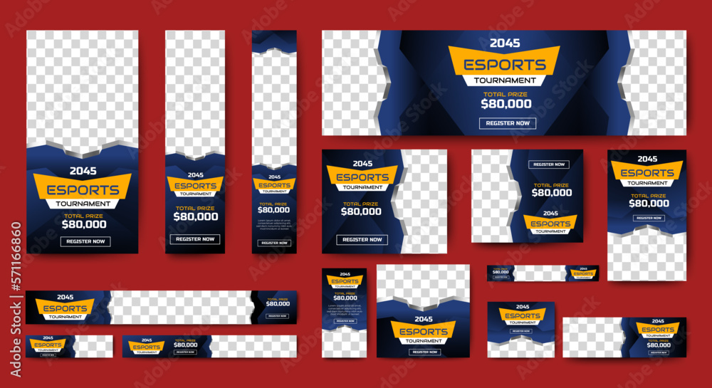 Esports Tournament Banner templates with standard size and place for ...