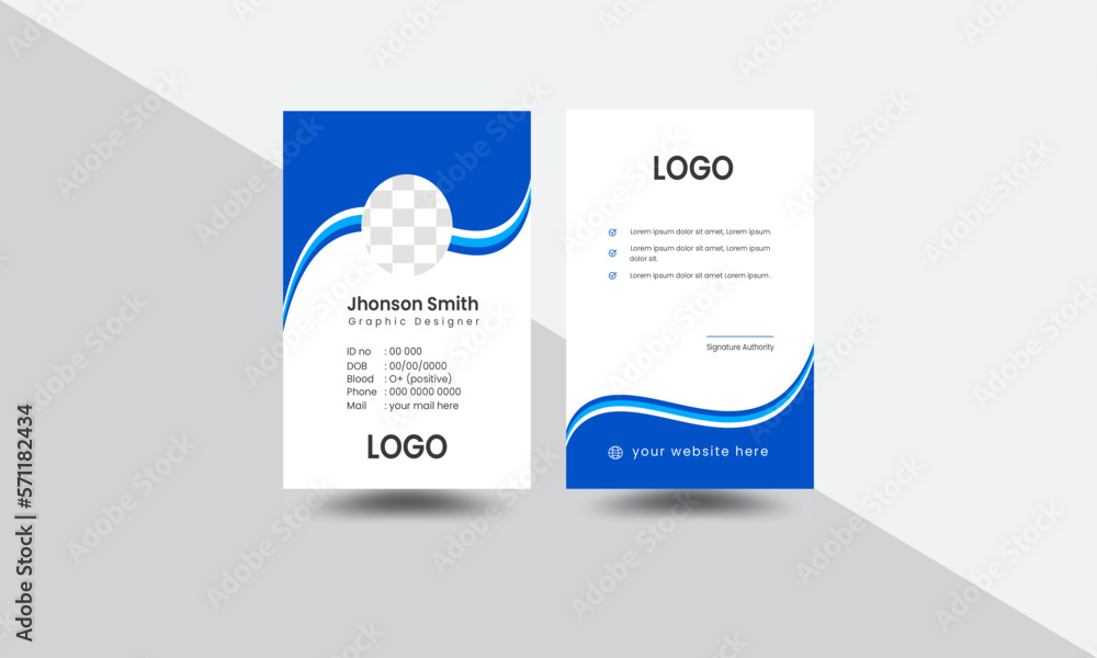 Professional modern id card template, Corporate employee identity badge ...