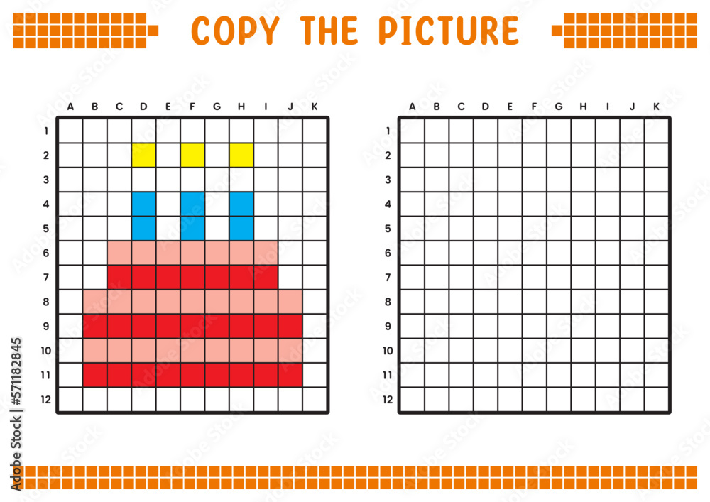 Copy the picture, complete the grid image. Educational worksheets ...