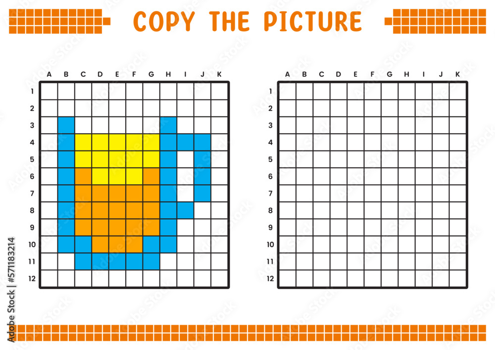 Copy the picture, complete the grid image. Educational worksheets ...
