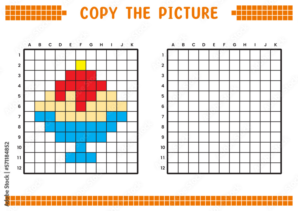 Copy the picture, complete the grid image. Educational worksheets ...