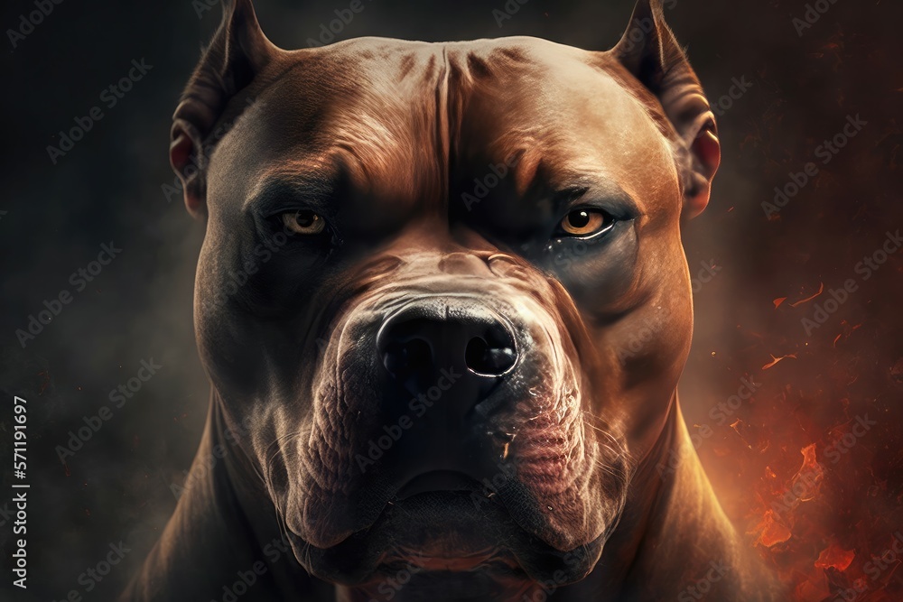 Angry Pit Bull Dog. Generative AI Stock Illustration | Adobe Stock