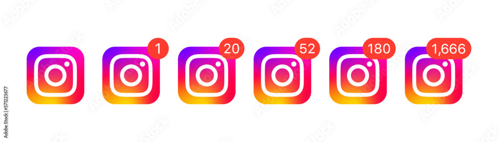 Стоковое векторное изображение «Instagram app logo notification counter ...