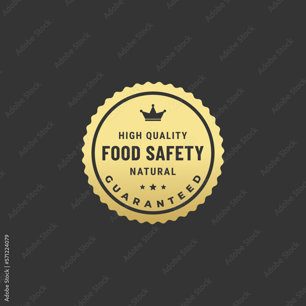 Elegant Food safety seal or Gold Food safety Label vector isolated on ...