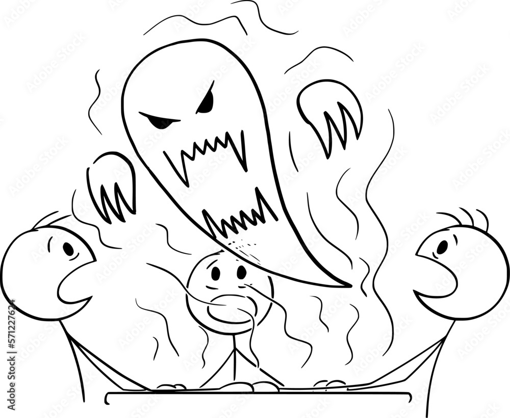 Seance Session Invoked Evil Ghost or Demon , Vector Cartoon Stick ...