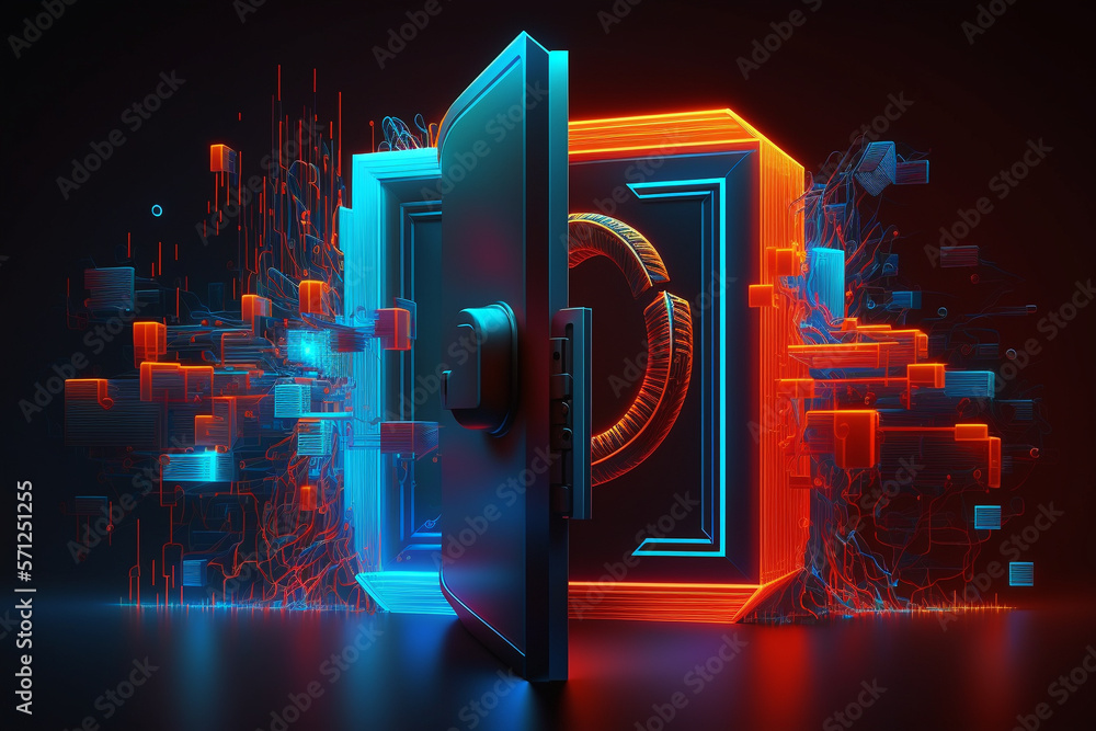 The concept of cyber security. Hackers enter the system breaking the ...