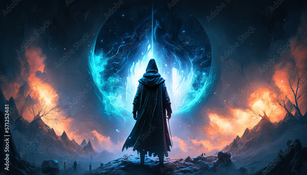 Fire Mage Wallpaper - High-Resolution Fantasy Art (AI Generated) Stock ...