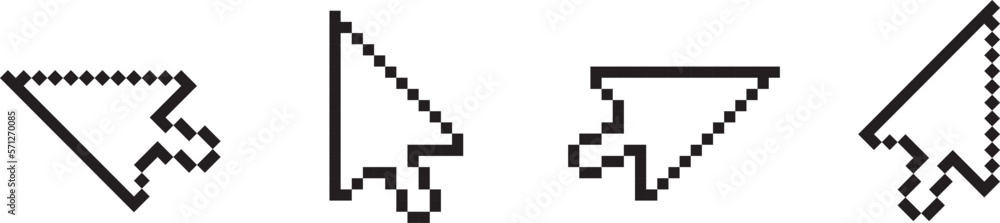Vector de Stock Pixel art 8-bit.Set of cursor, cursor and hourglass ...