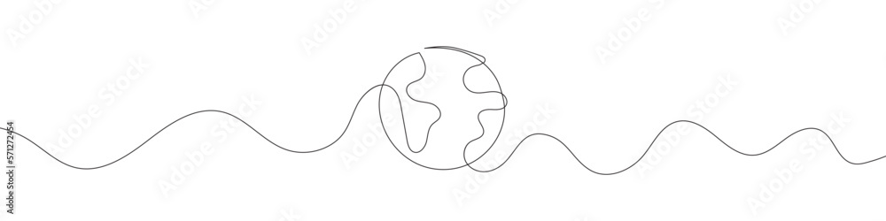 One continuous line drawing of Earth. Vector illustration. Earth globe ...