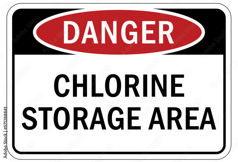 Chlorine chemical warning sign and labels chlorine storage area Stock ...
