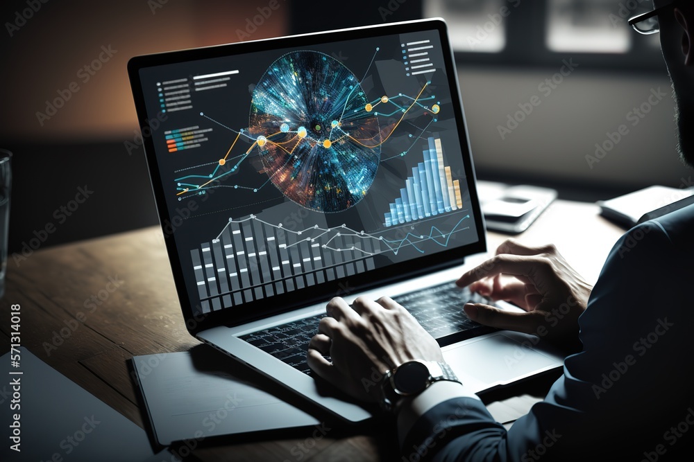 Business finance data analytics graph chart and smart digital marketing ...