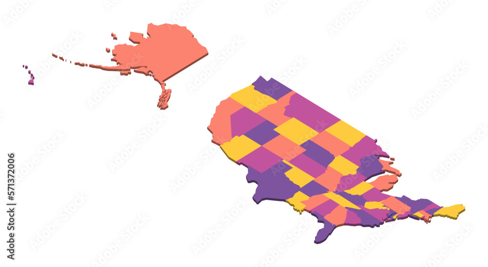 United States of America political map of administrative divisions ...