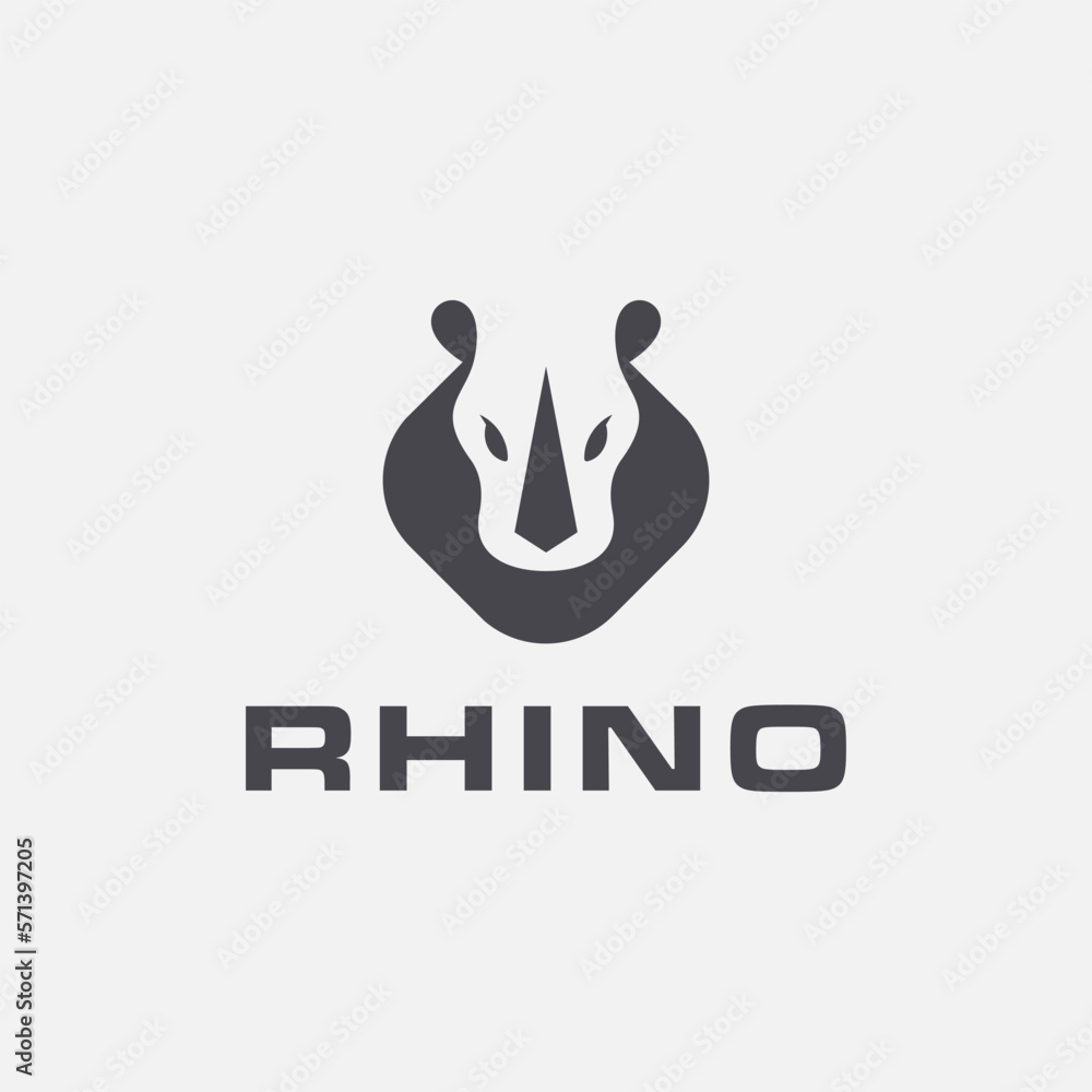 simple rhino head logo negative space Stock Vector | Adobe Stock