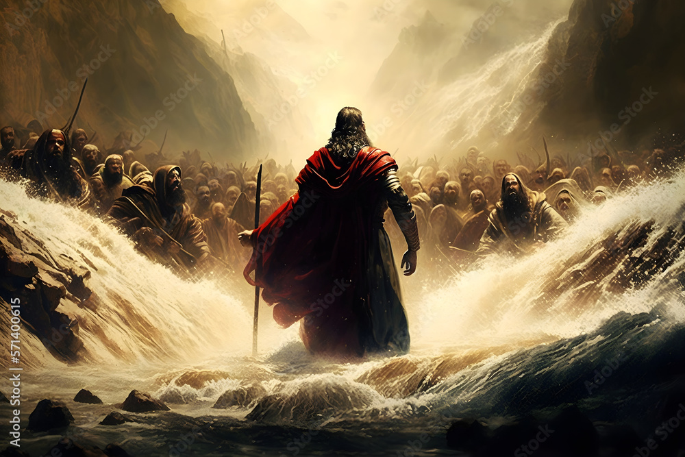 Exodus of the bible, Moses crossing the Red Sea with the Israelites ...