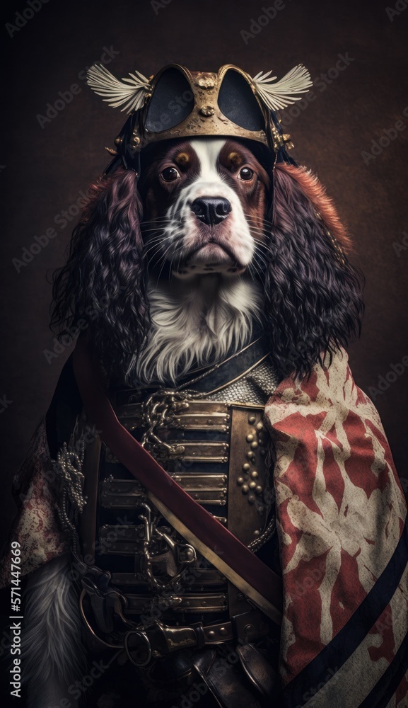Majestic Animal English Springer Spaniel Shogun in Samurai Armor: A ...