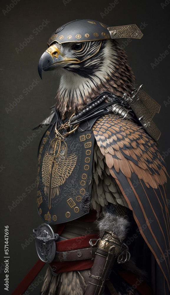 Stock-Illustration „Majestic Animal Falcon Shogun in Samurai Armor: A ...