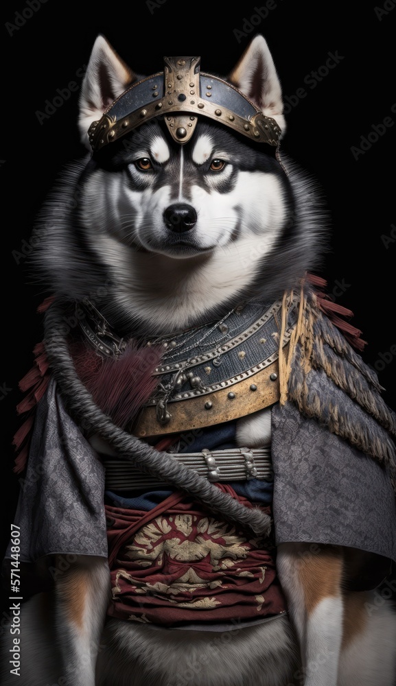 Majestic Animal Siberian Husky Shogun in Samurai Armor: A Depiction of ...