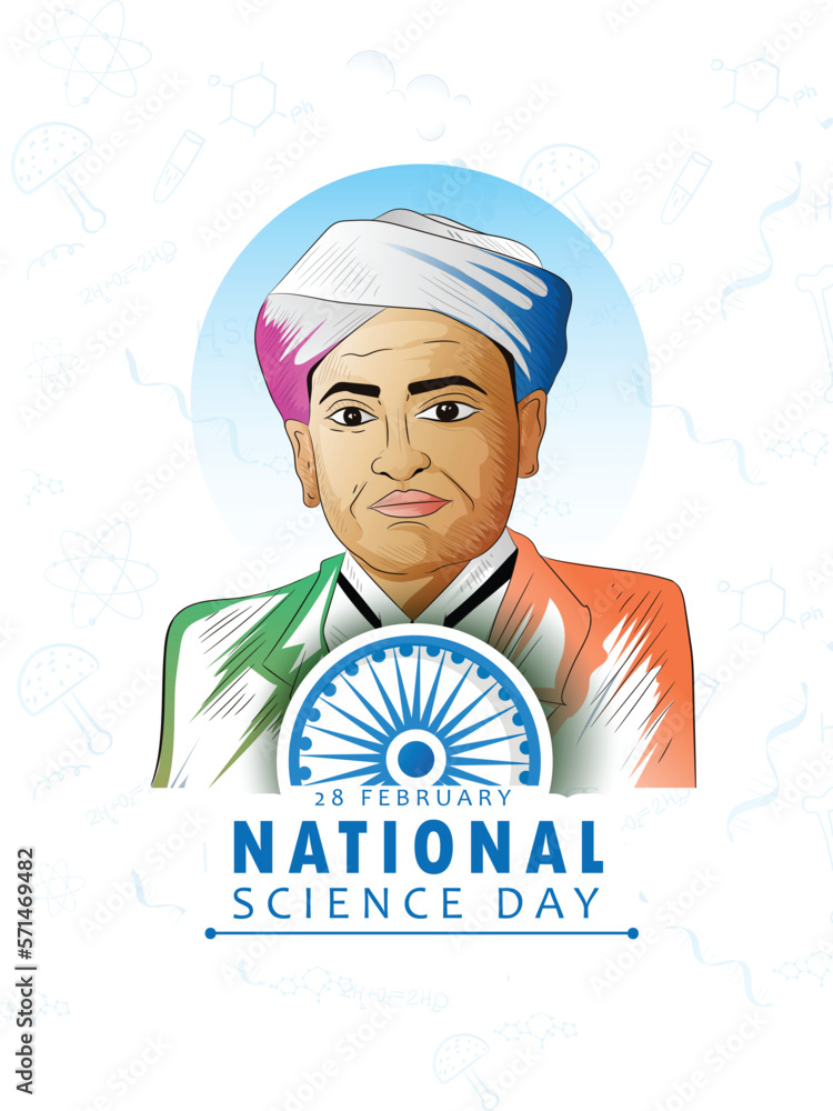 creative C V Raman Vector sketch illustration, Indian national science ...