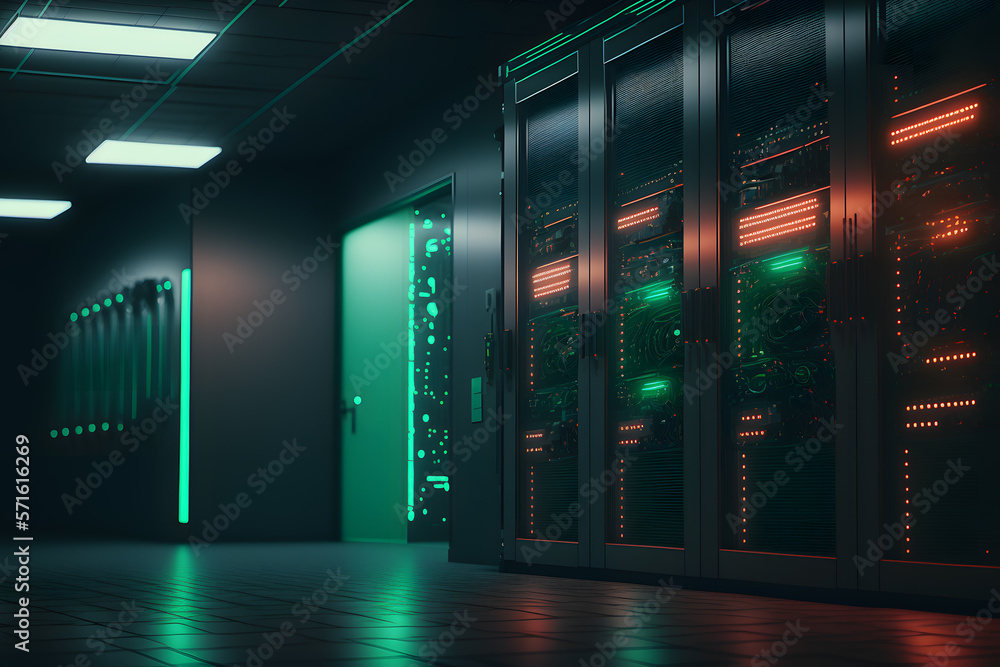 Server racks in computer network security server room data center ...