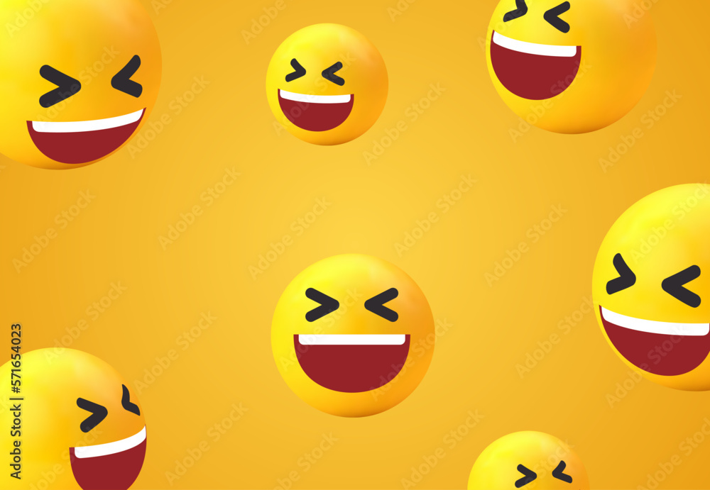 3d smile emoji face background collection. funny yellow emoticon for ...