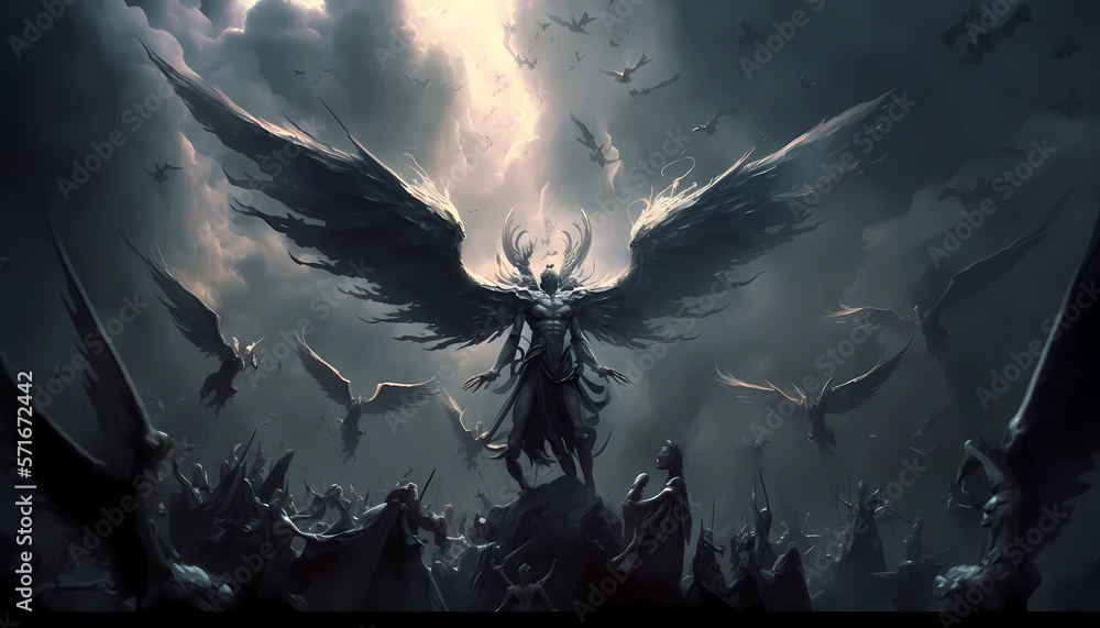 fallen angels, ai generated art, generative ai Stock Illustration ...