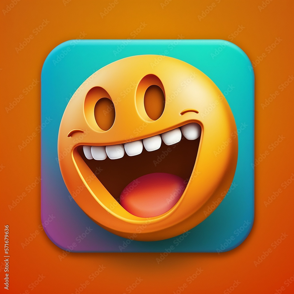 Ilustrace icon for happy apps. Social media interaction. Emotions ...