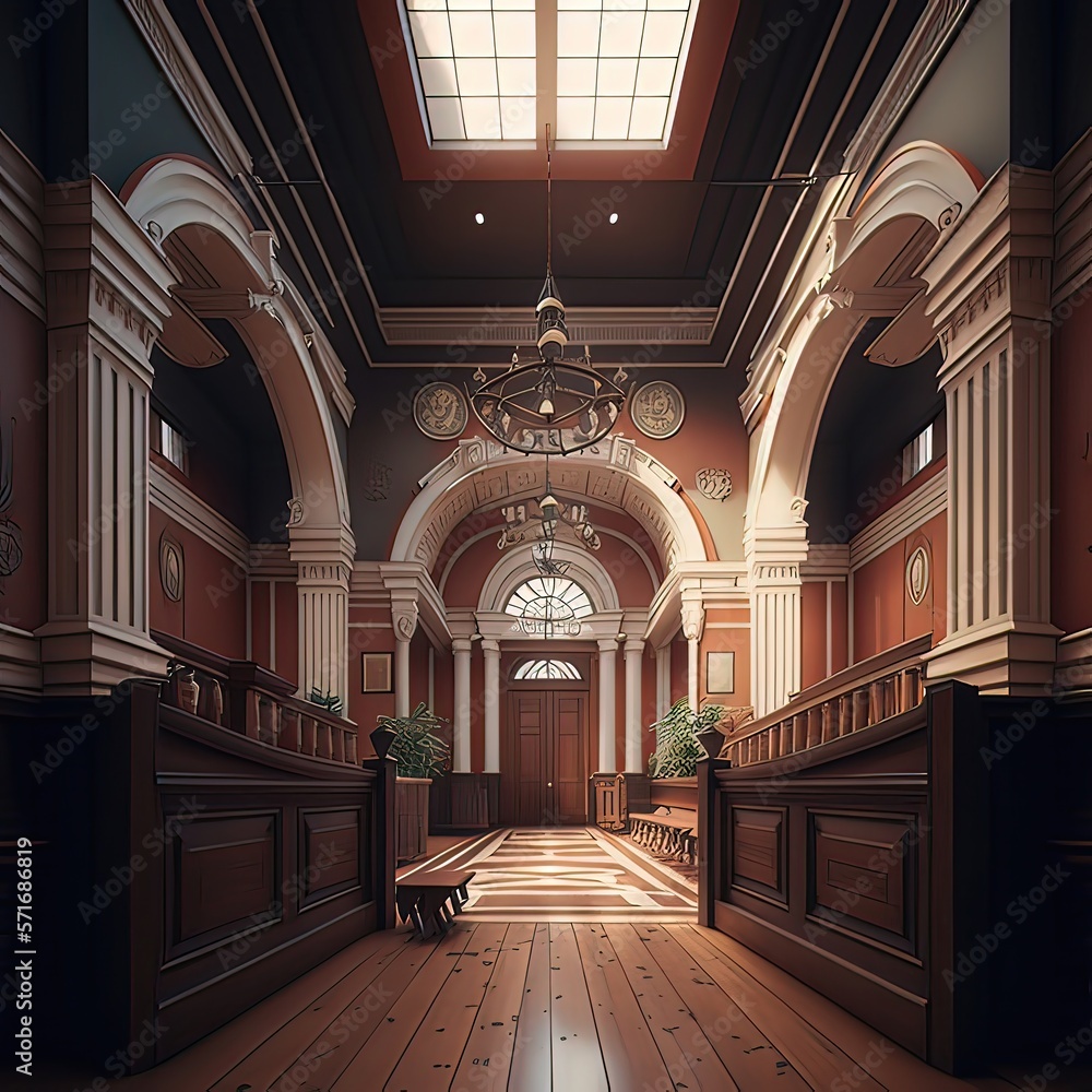 Victorian lobby with grandstand. luxury interior candeo ceiling ...