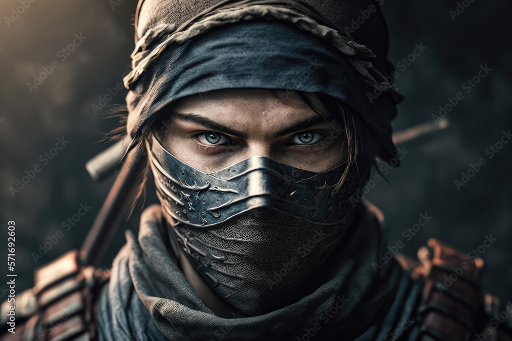 Ninja portrait, masked warrior concept art, assasin, stealth character ...
