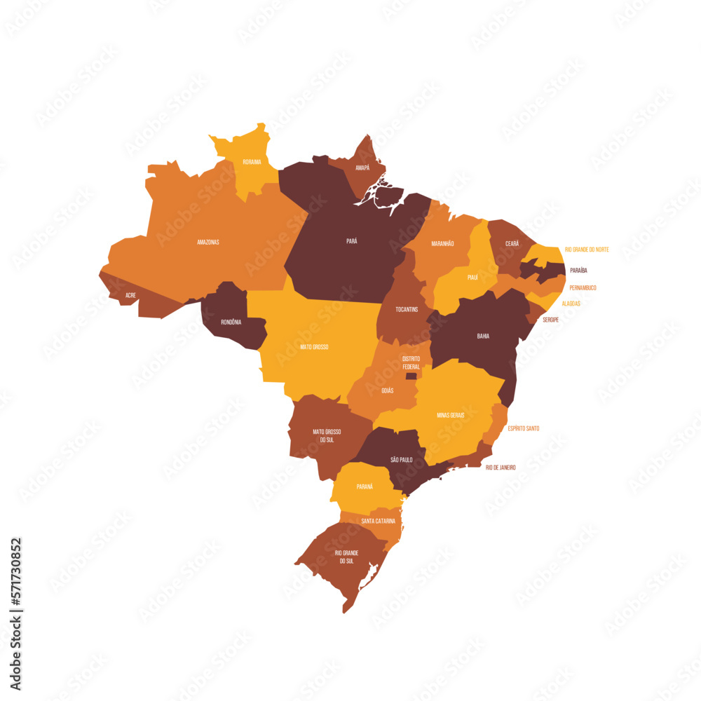 Brazil political map of administrative divisions - Federative units of ...