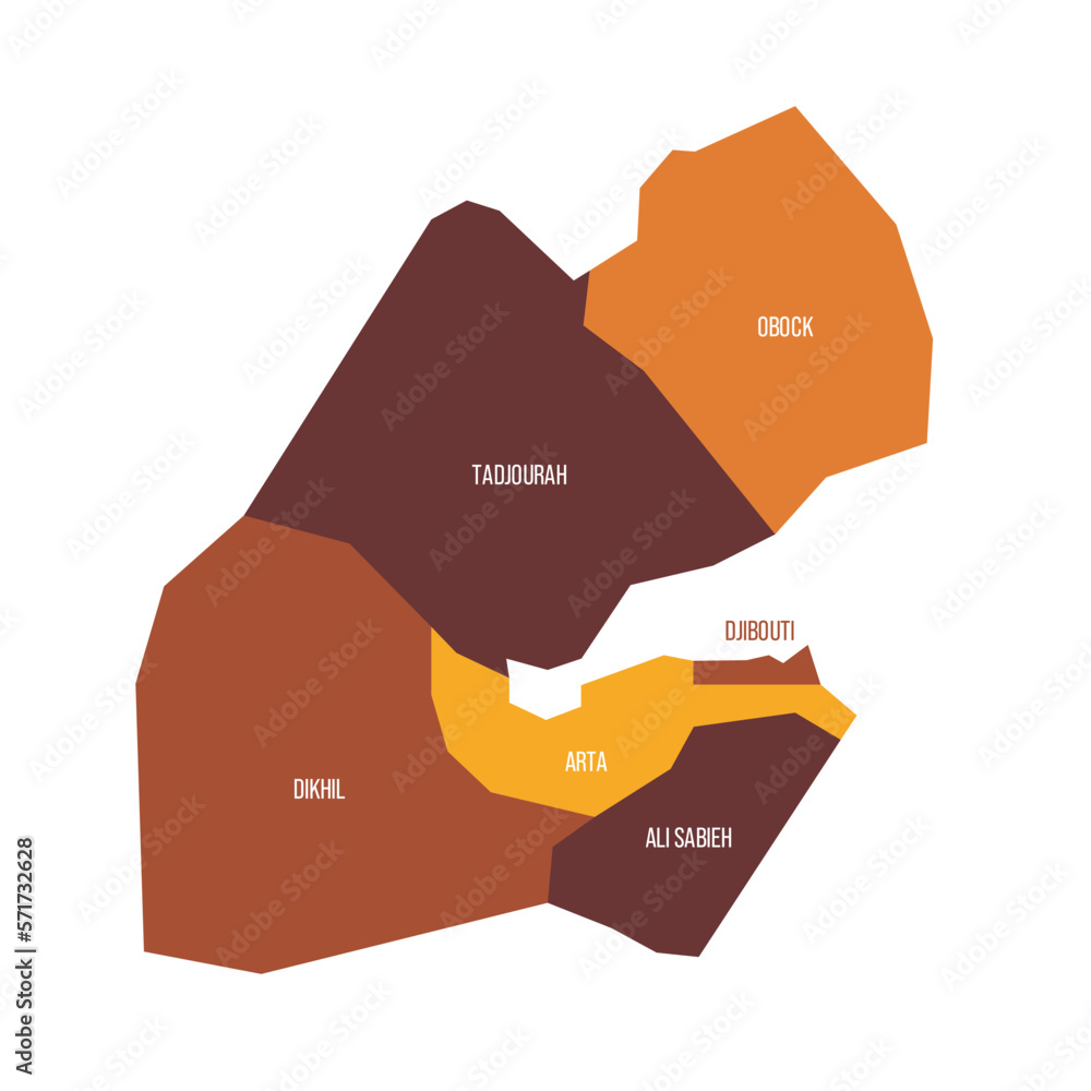 Stock-Vektorgrafik „Djibouti political map of administrative divisions ...
