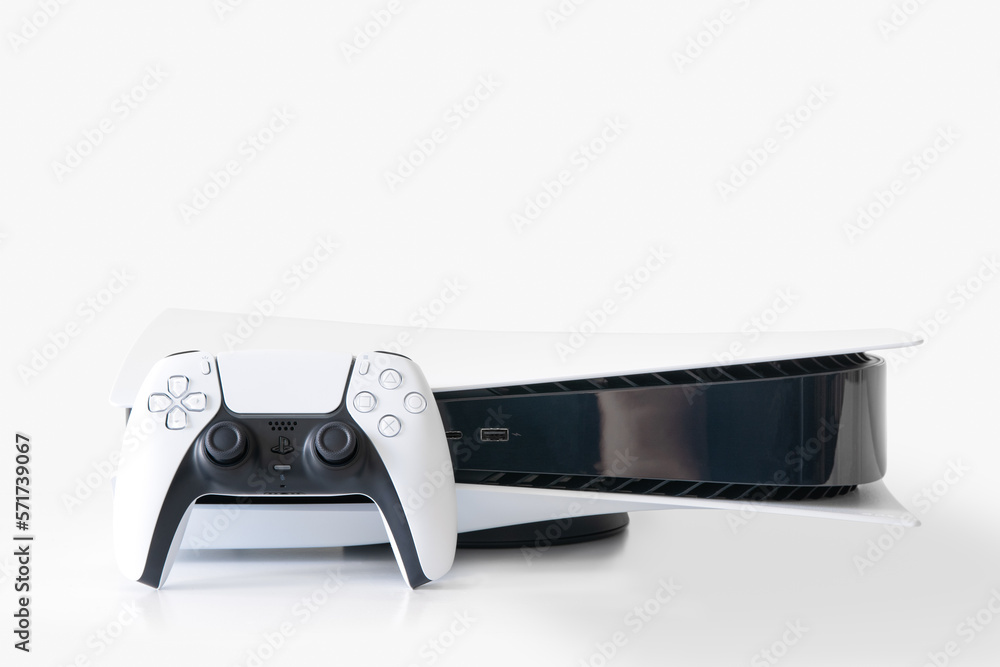Playstation 5 and controller isolated on white background Stock Photo ...