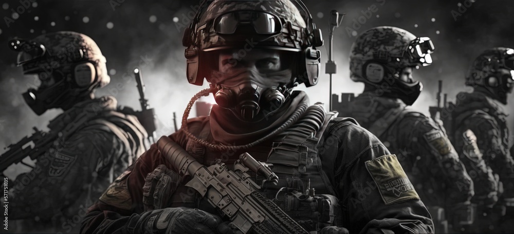 Portrait of a special forces soldier. The concept of military units ...