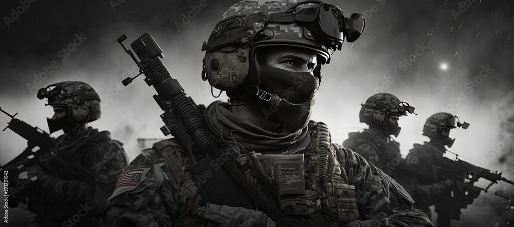 Portrait of a special forces soldier. The concept of military units ...