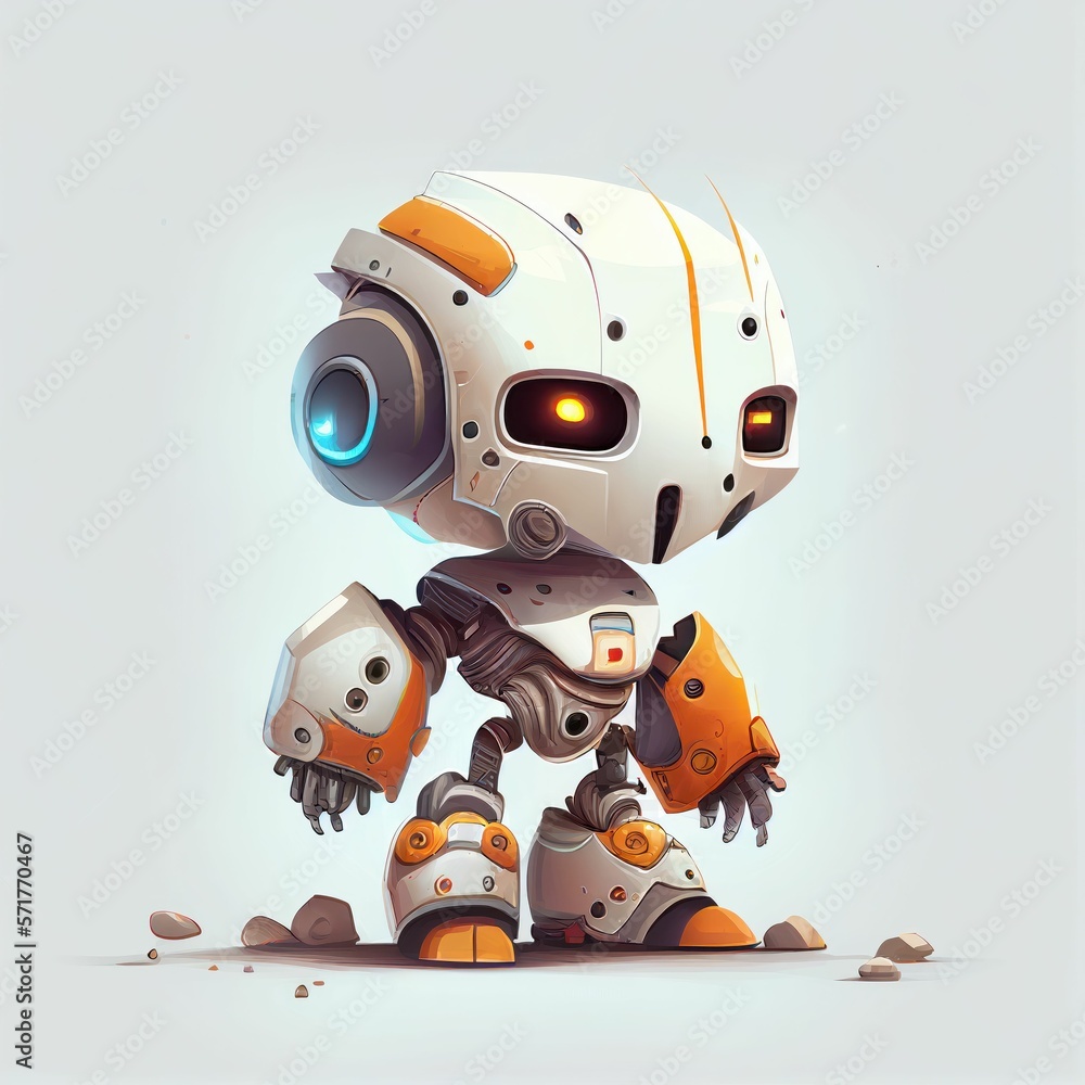 Character design of little cute robot on isolated background Created ...
