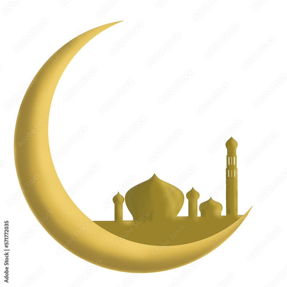 gold colored moon and mosque illustration to celebrate ramadan kareem ...