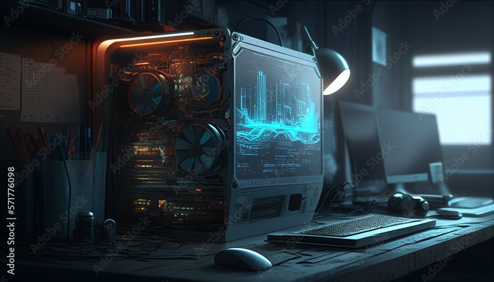 Futuristic computer concept art Stock Illustration | Adobe Stock