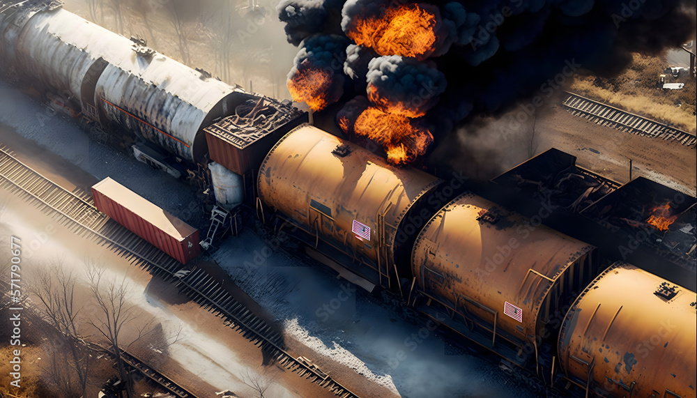 Wagons freight train carrying hazardous substances derailed, Tanks ...