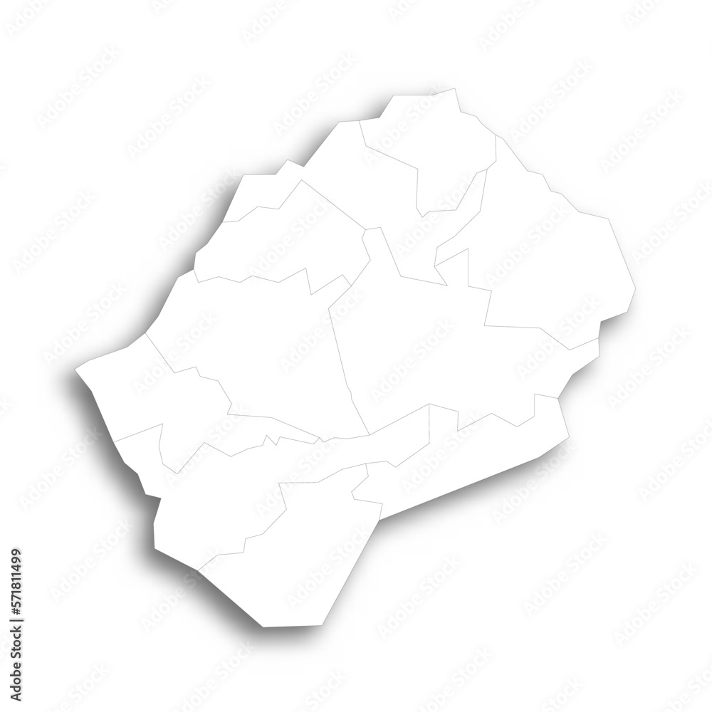 Lesotho political map of administrative divisions - districts. Flat ...
