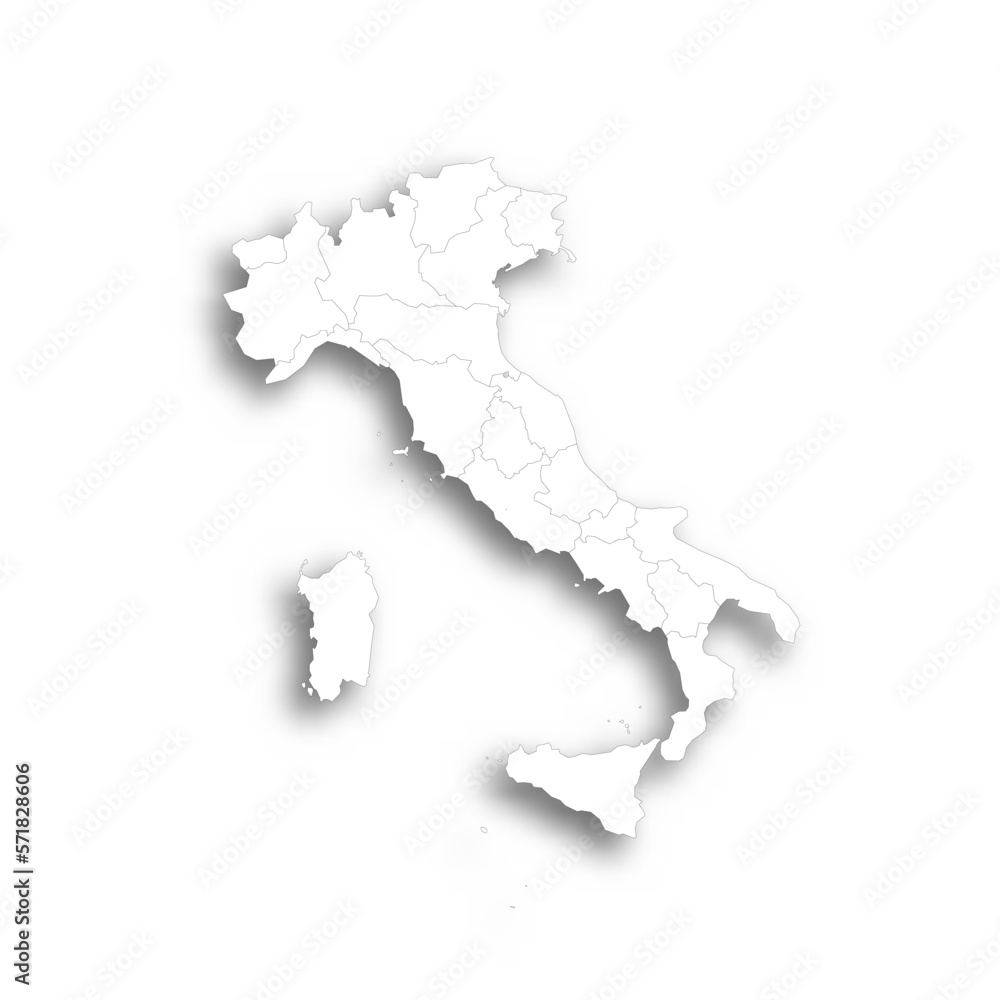Italy political map of administrative divisions - regions. Flat white ...