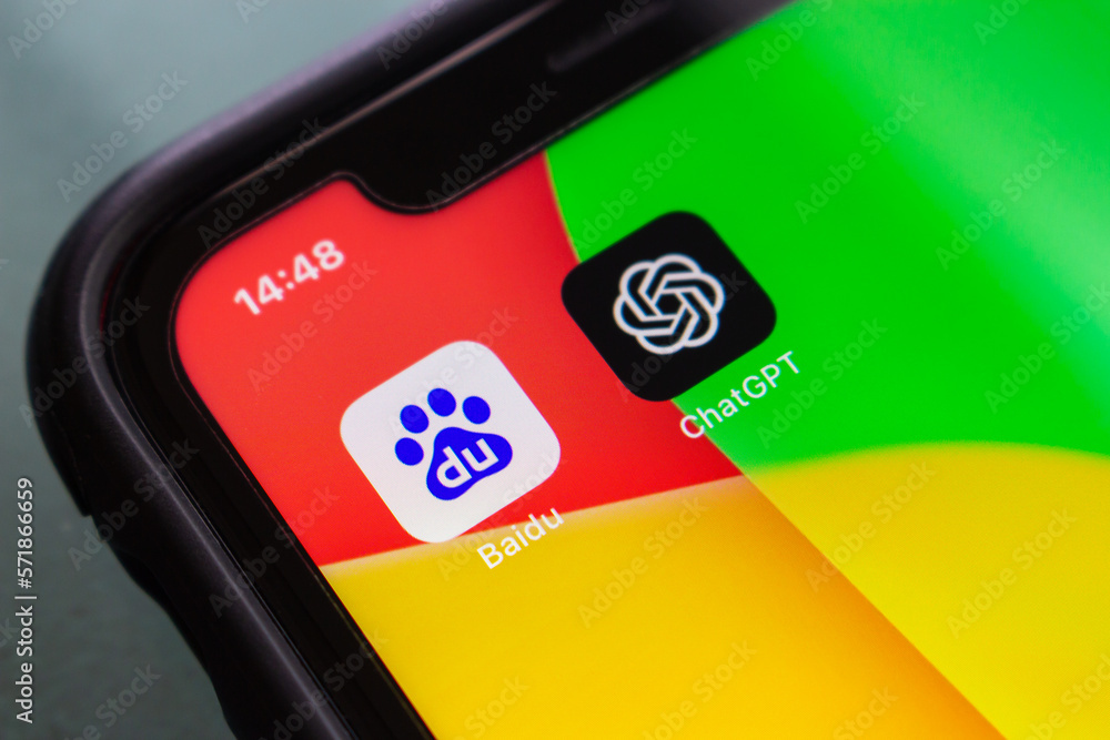 Vancouver, CANADA - Feb 15 2023 : Baidu and ChatGPT icons seen in an ...