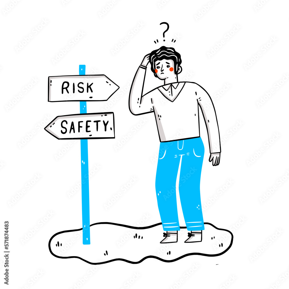 Thinking man surrounded by question mark. Businessmen confidently ...