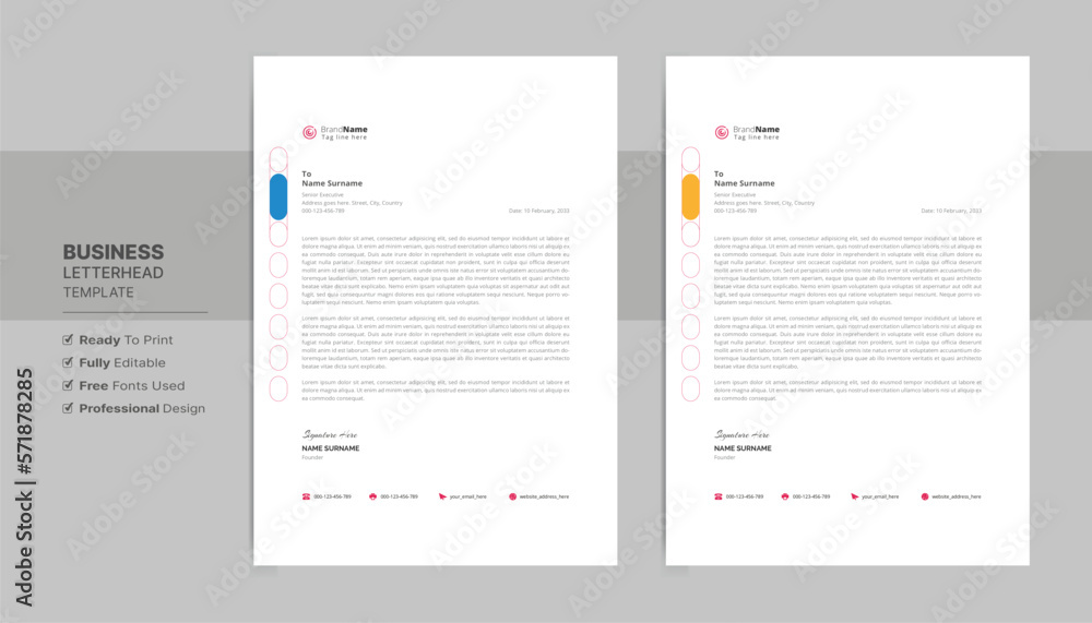 Vetor Creative letterhead format template, business style letterhead ...