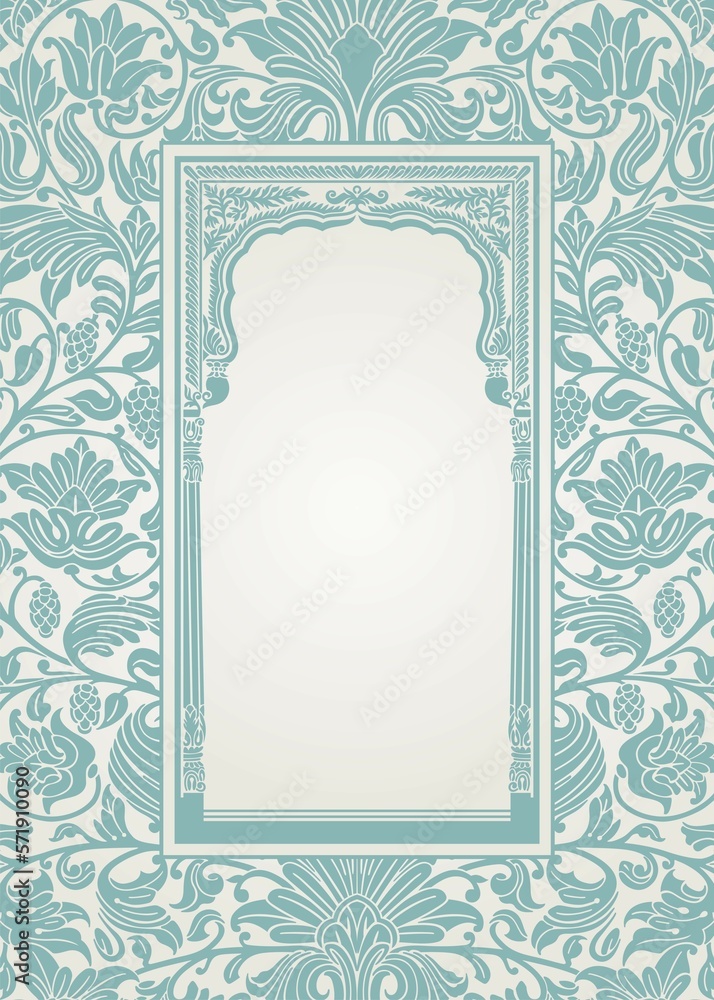traditional wedding card design, paisley floral pattern , royal India ...
