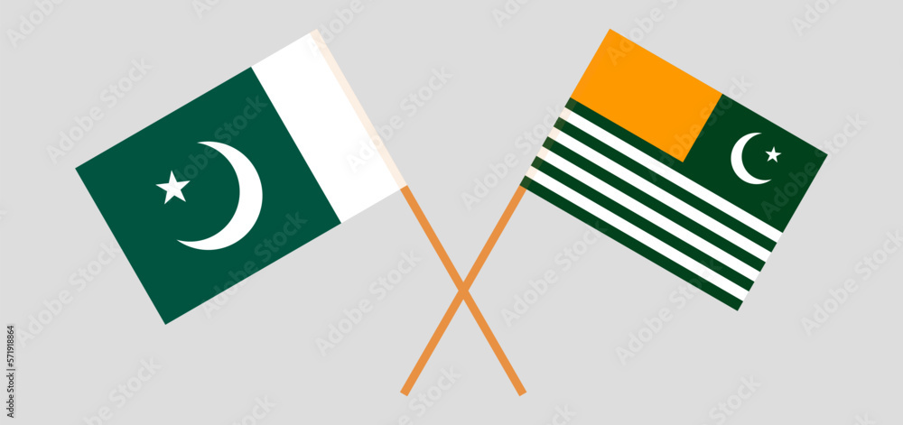 Crossed flags of Pakistan and Azad Kashmir. Official colors. Correct ...