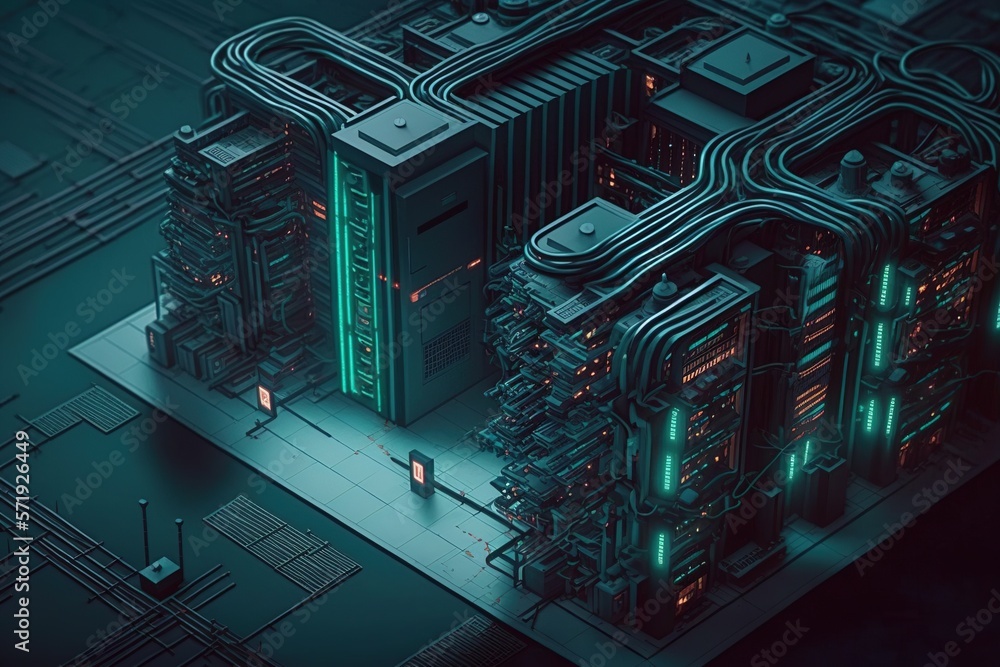 AI generation, 3D model of factory buildings Stock Illustration | Adobe ...