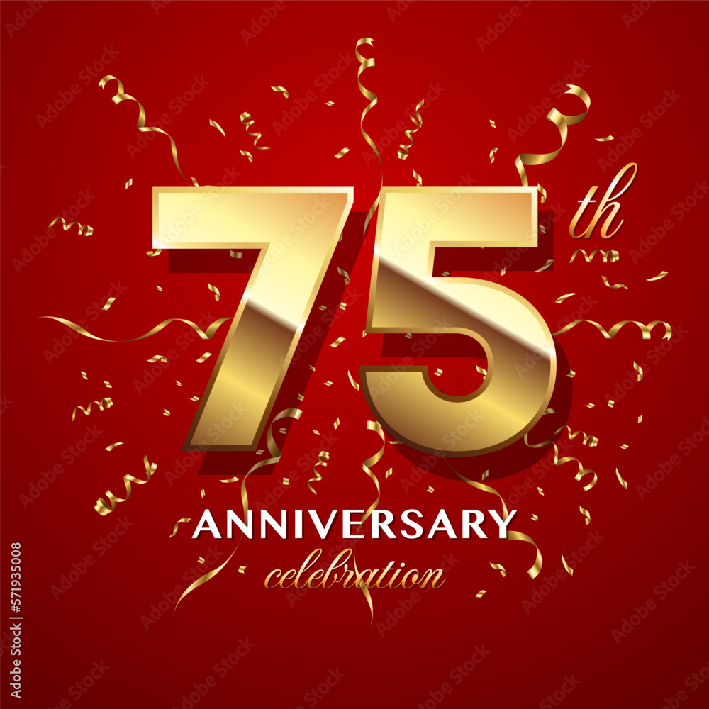 75th Anniversary Celebration. logo design with golden numbers and text ...