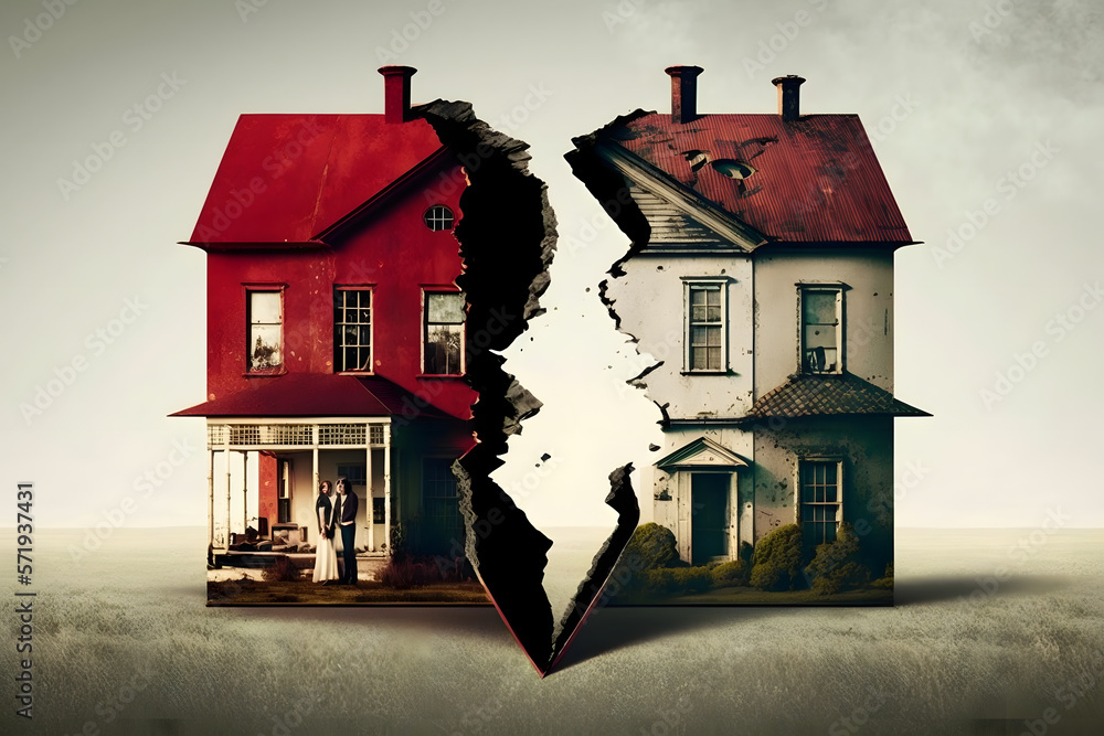 Apartment is torn in half. Concept division of jointly acquired ...