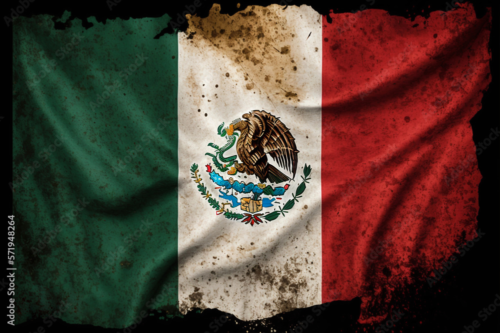 Mexican flag. Vintage and grunge style mexican flag. National symbol ...