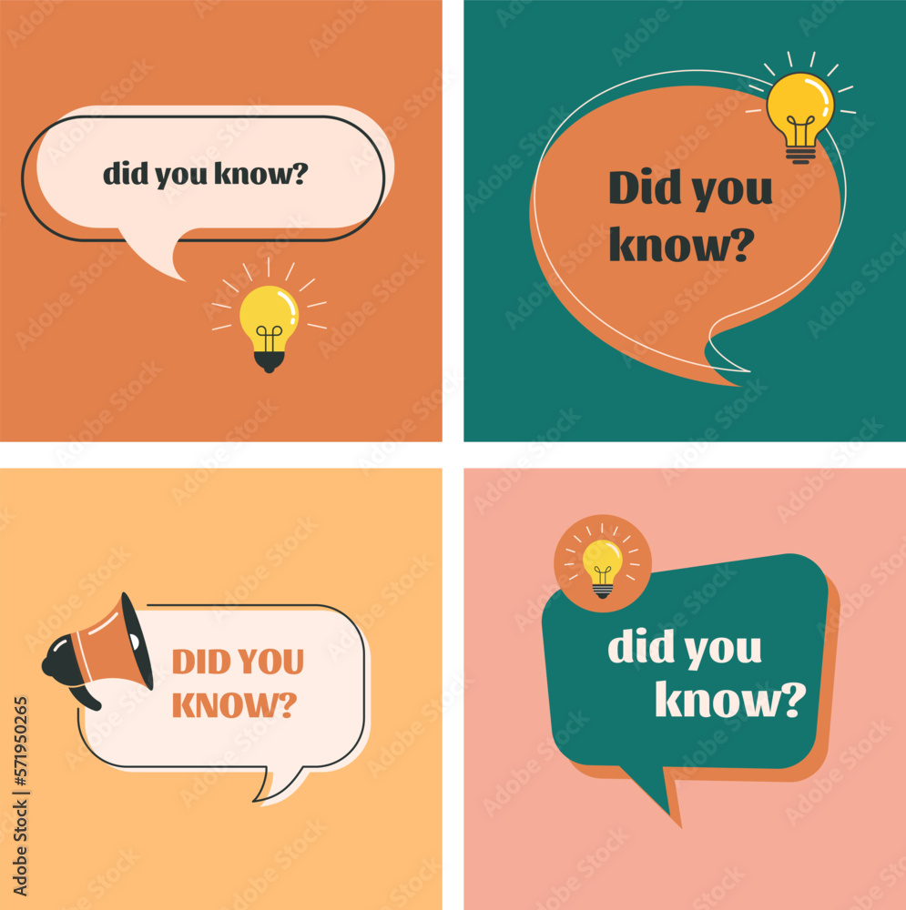 Did you know, fun facts template with speech bubbles, lightbulb and ...