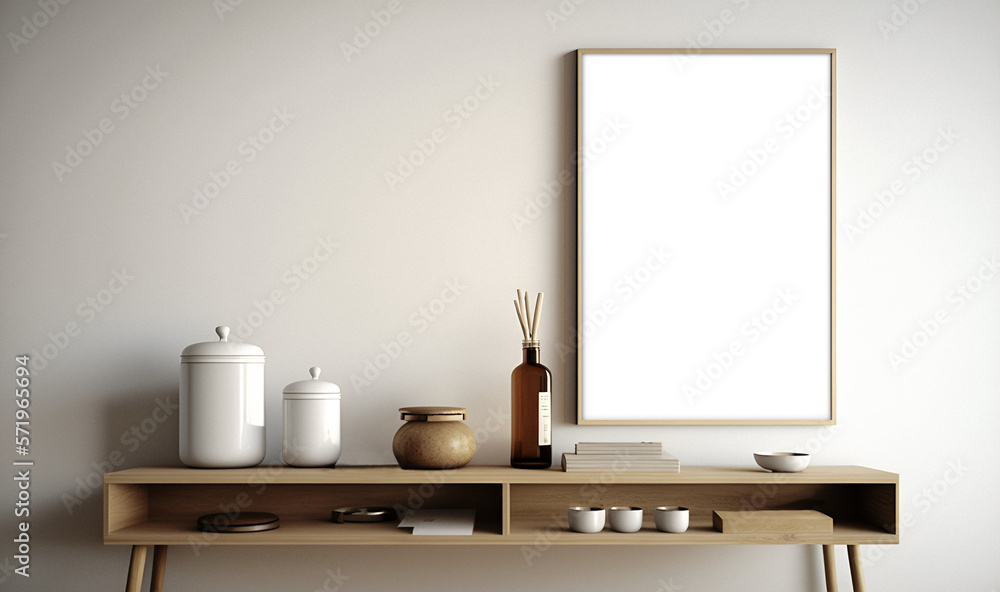 Ilustración de Stock Mockup cuadro en interior minimalista y moderno ...